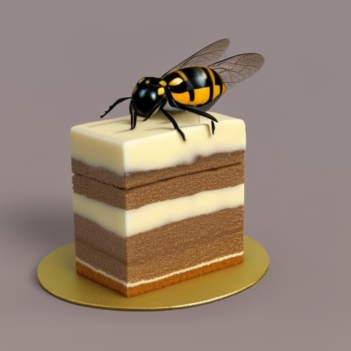 Dessert - Cream Cake with a Delicate Wasp in Stunning 4k 3d