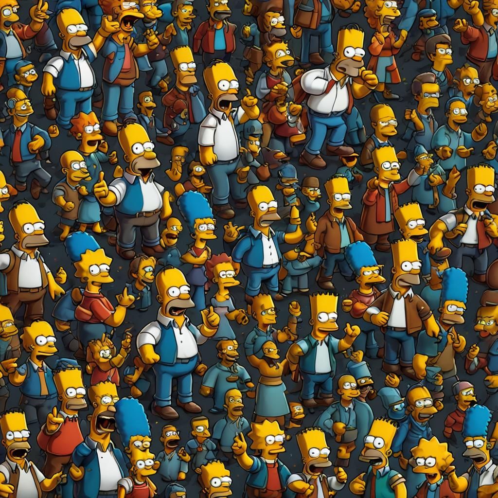 Simpsons characters pointing up with their left hand and looking front ...