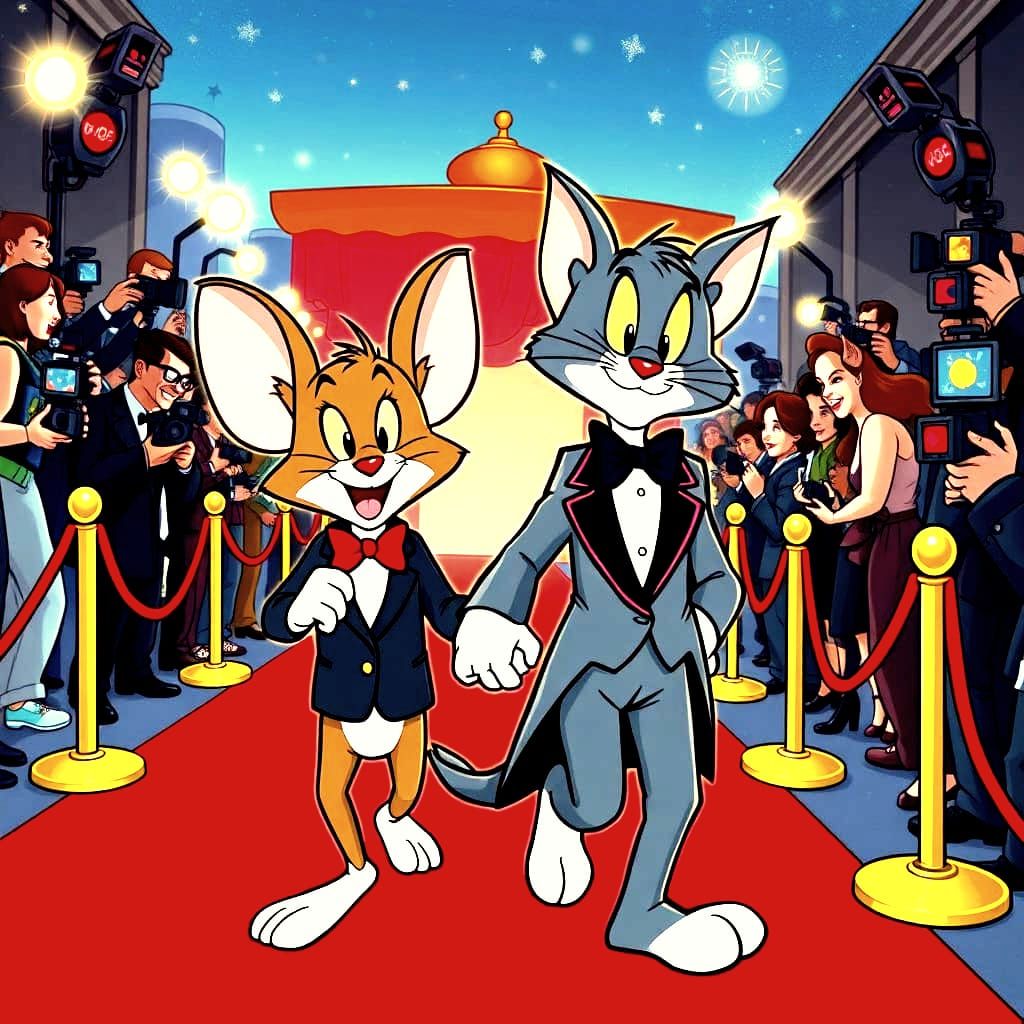 Tom & Jerry Walking the Hollywood Red Carpet Together.