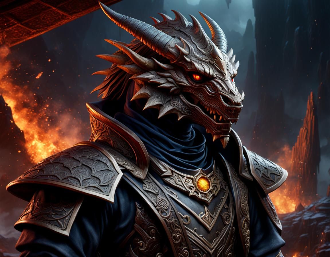 dragonborn warlock, masterpiece, detailed matte painting, deep color ...