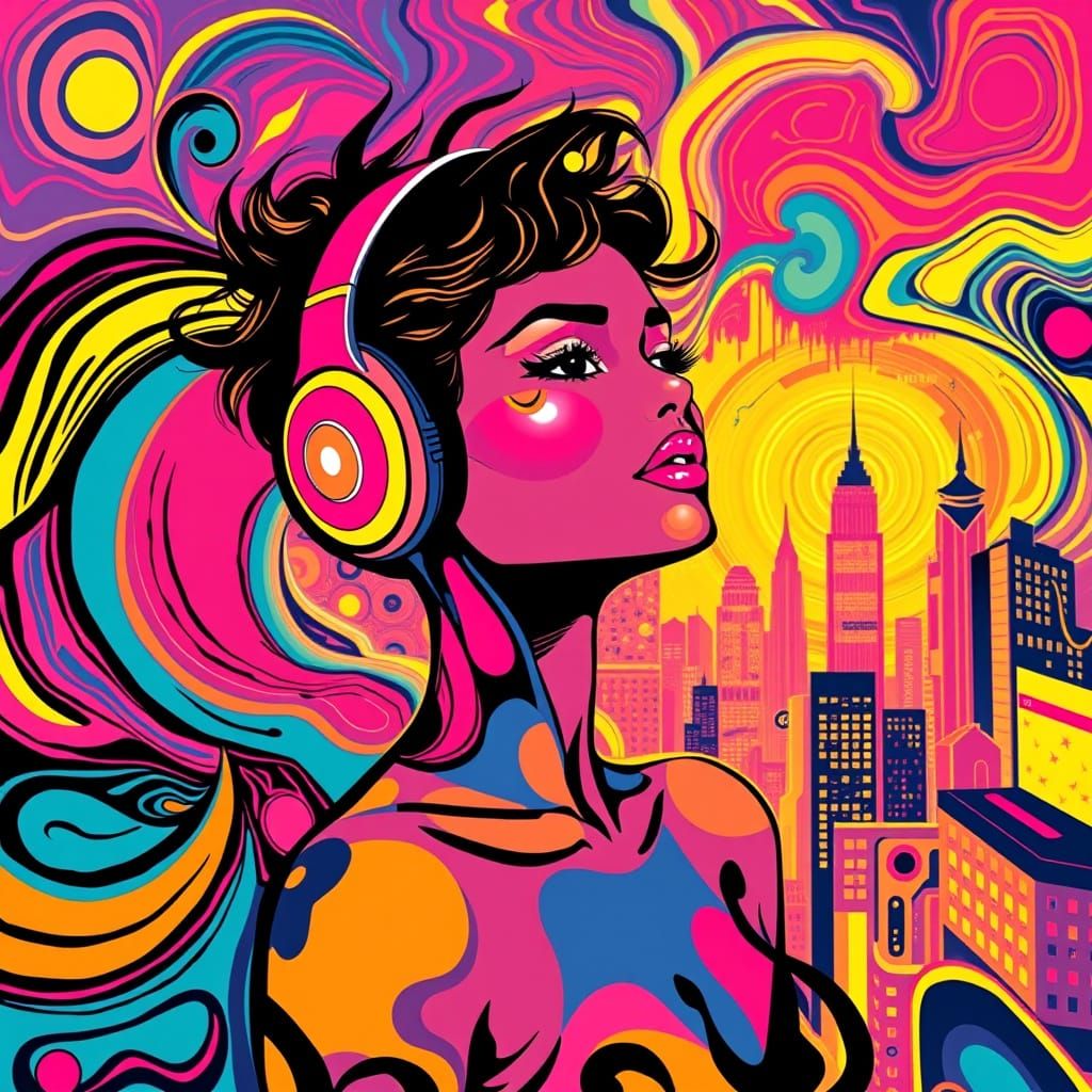 Futuristic Pop Art Goddess of Electronic Dance Mus... - AI Art
