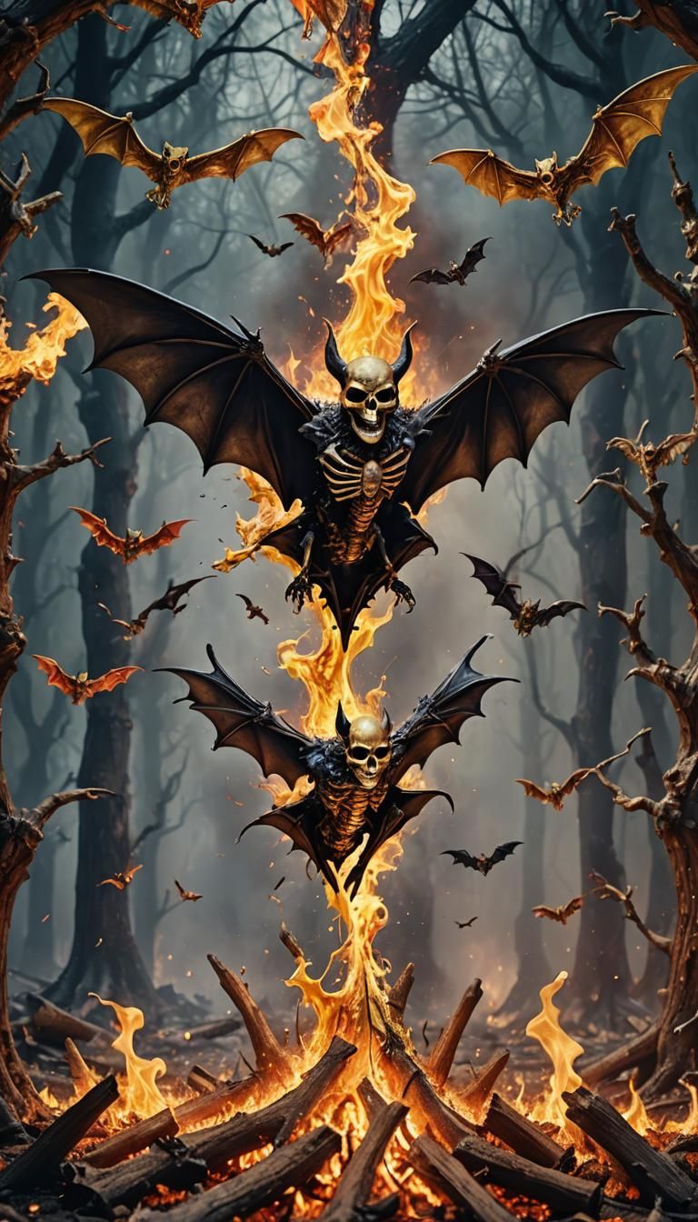 Skeleton bats - AI Generated Artwork - NightCafe Creator