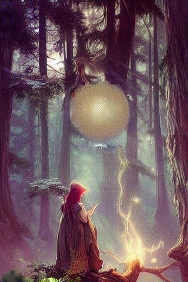 A wizard is healing an ill tree - Ethereal Healer in Vibran...
