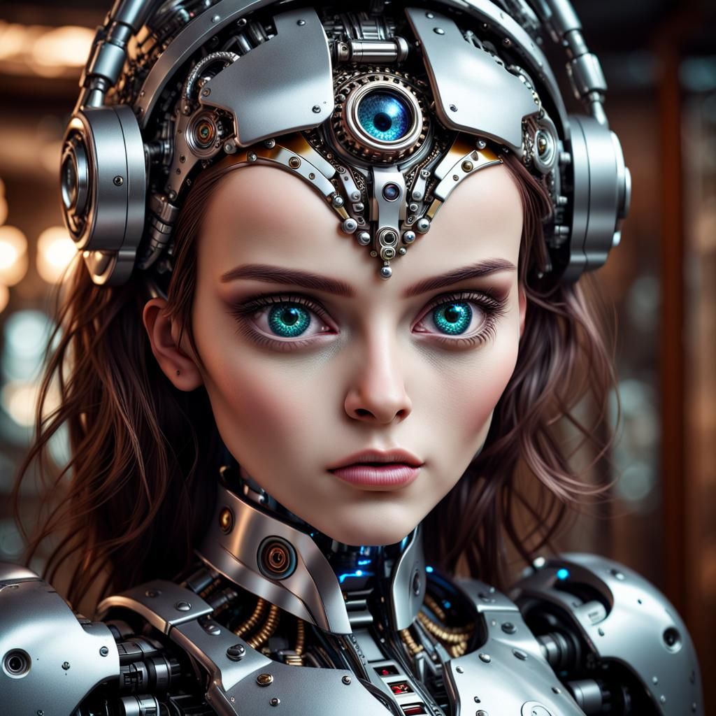 Highly Detailed Fembot Exquisite Fine Features Deep Blue Eyes - AI ...