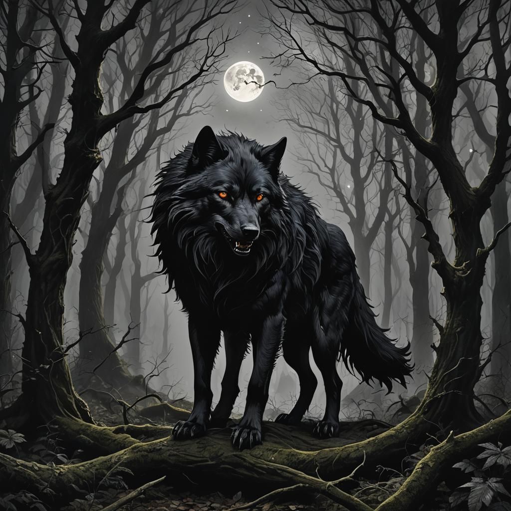 "Nightmare's Guardian: The Dread Wolf" - AI Generated Artwork ...