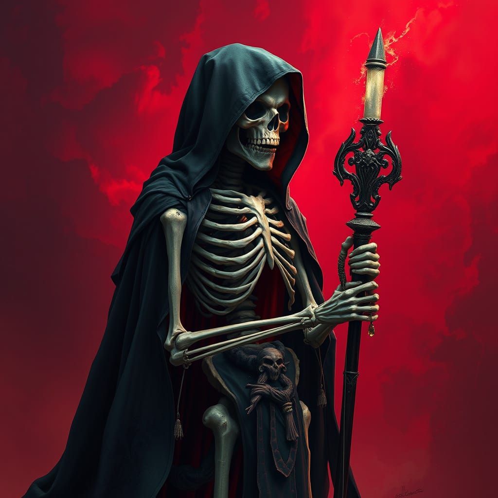Enemy skeleton on a red background - Mystical Skeleton in Da...