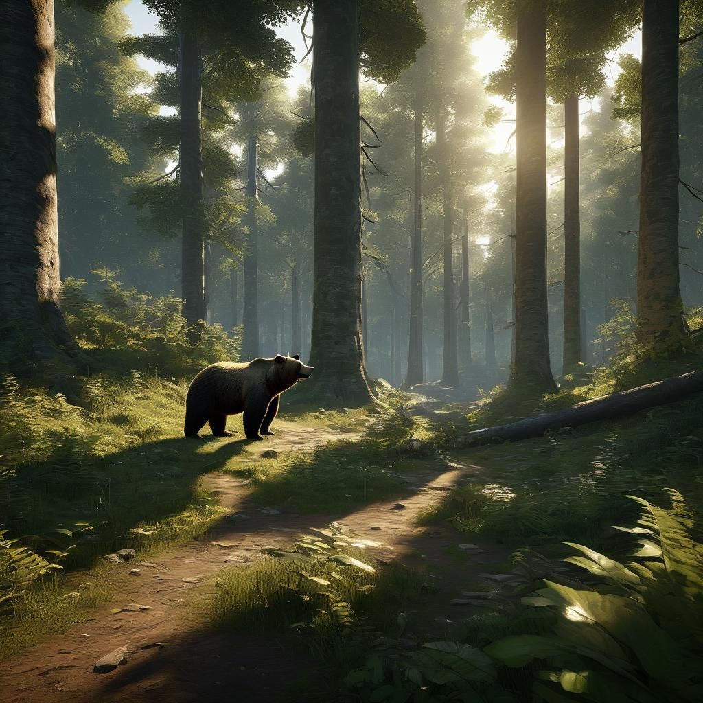 Oso de paseo - Bear Strolling through Golden Forest in Epic ...