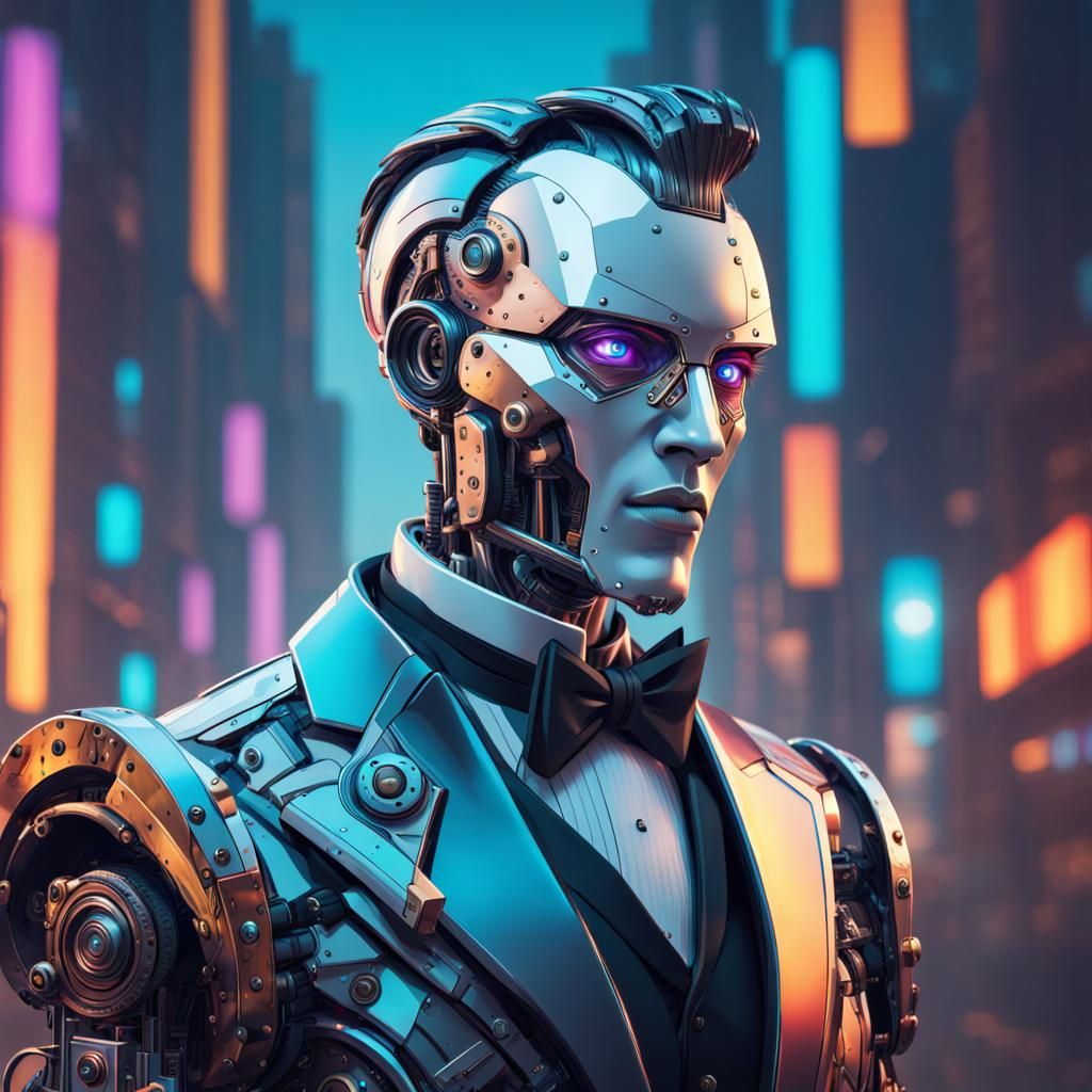 Fancy futuristic Cyberpunk robot butler - AI Generated Artwork ...