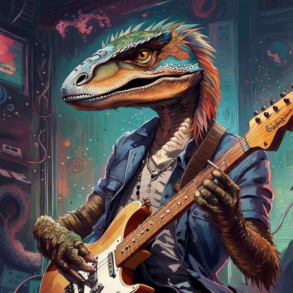 Rockin’ Raptor - AI Generated Artwork - NightCafe Creator