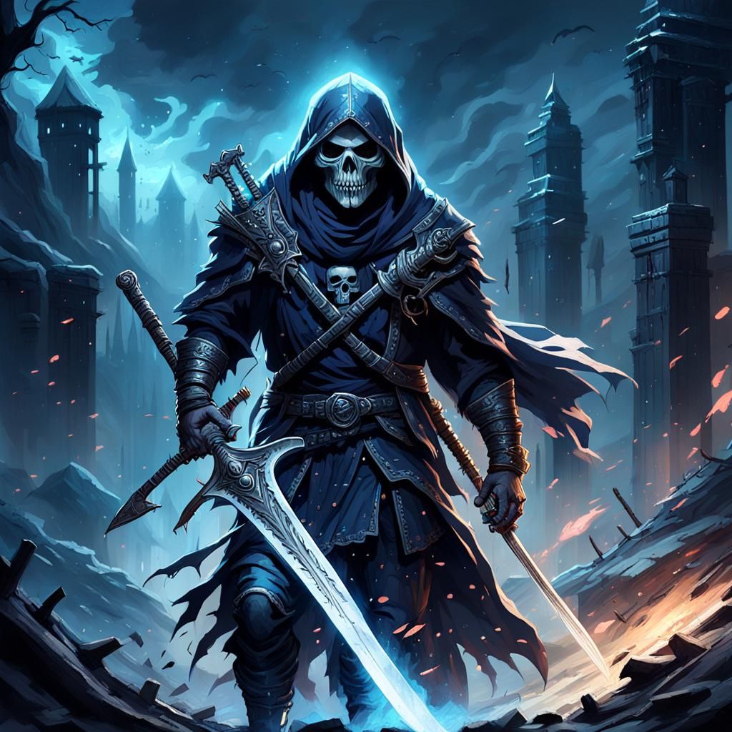Dark Fantasy Warrior with Glowing Greatsword - AI Art