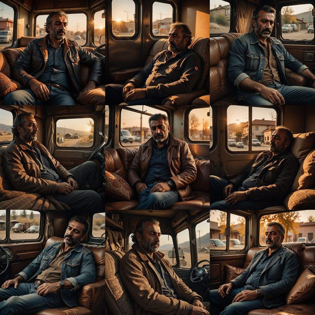 Turkish Truck Driver Rests on His Cab Couch - AI Art