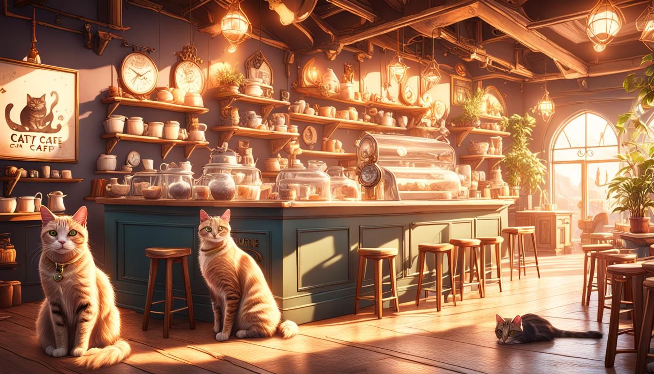 cozy cat cafe - AI Generated Artwork - NightCafe Creator