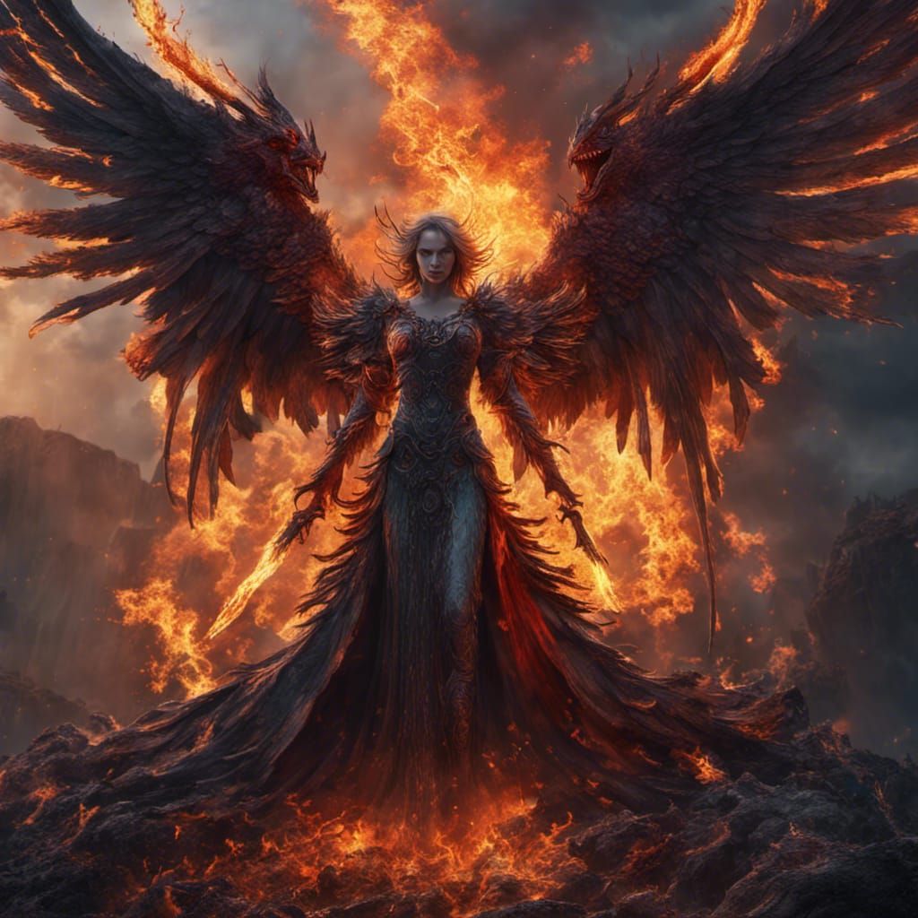 The angel with the wings of fire - AI Generated Artwork - NightCafe Creator