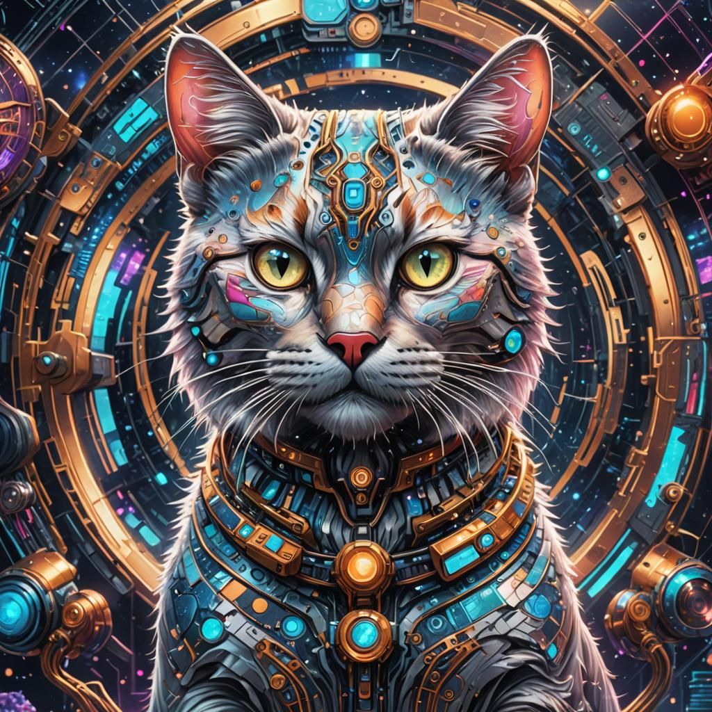 Cyber cat - AI Generated Artwork - NightCafe Creator