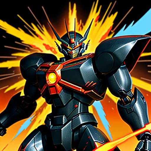 Cyberpunk Mecha Hybrid in Blazing Metropolis - AI Art