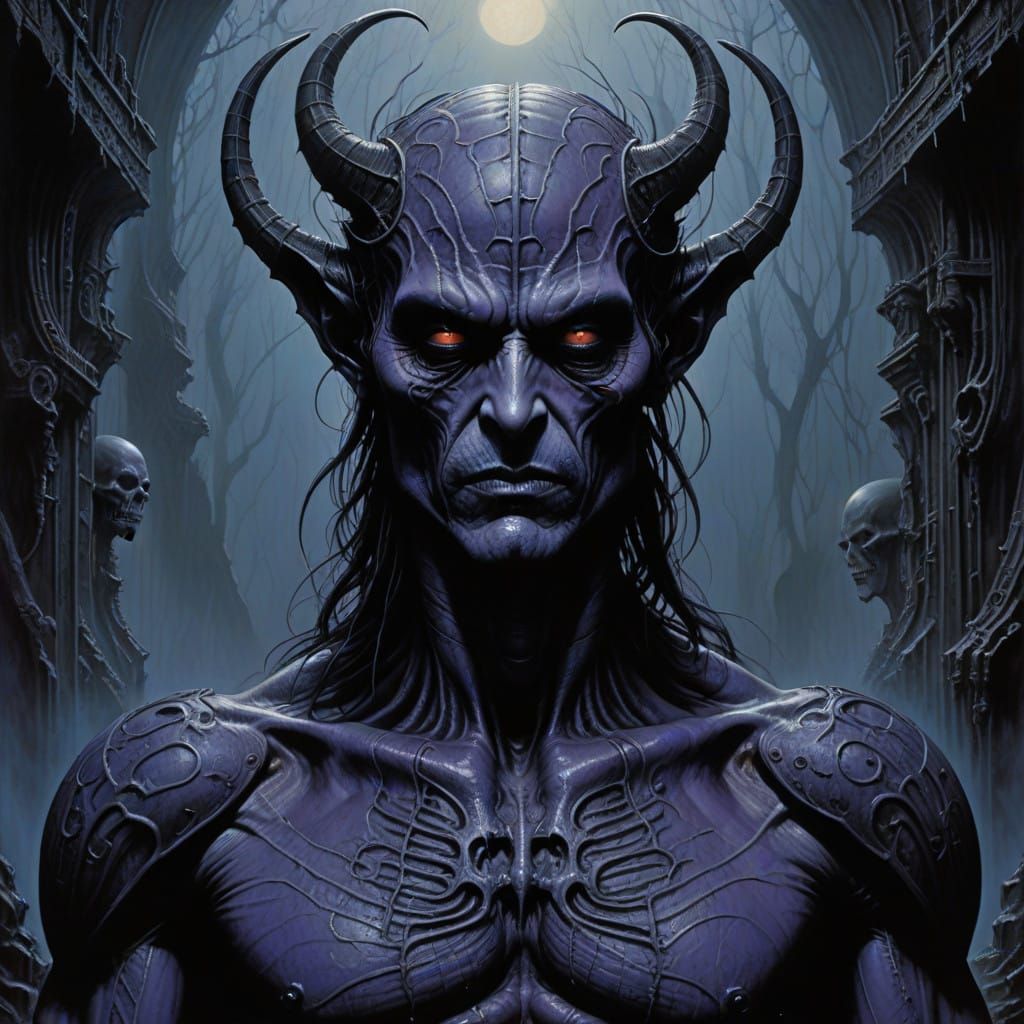 Enigmatic Goblin Drow Tiefling Hybrid Male - AI Art