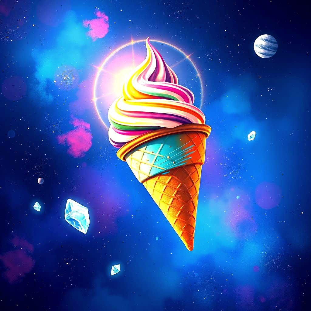 An ice cream in space. - Galactic Ice Cream in Cosmic Wonder...