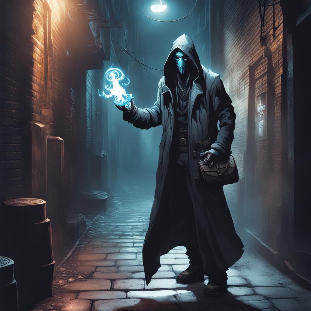 Shadowrun mage up to no good - AI Generated Artwork - NightCafe Creator