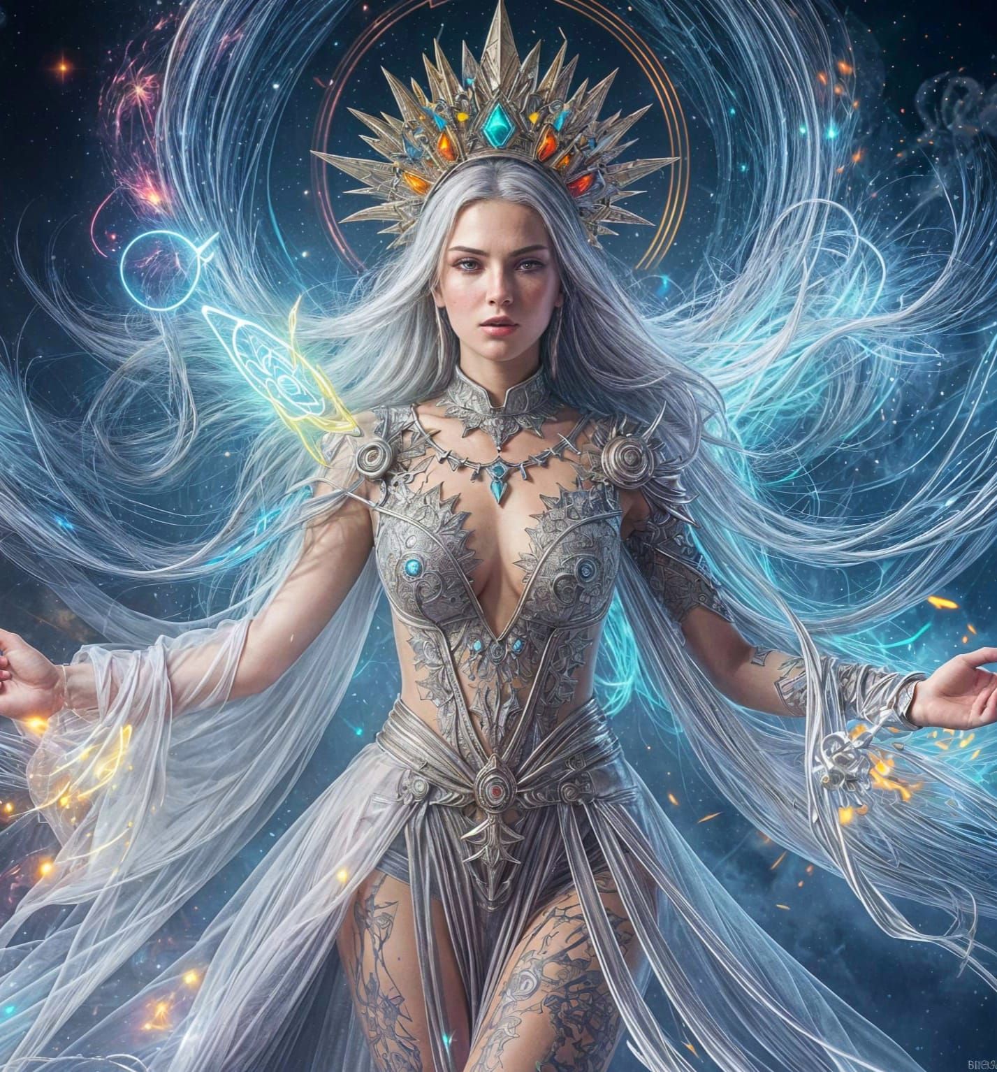 Gilded Goddess of Sin and Beauty in Cyberpunk Styl... - AI Art