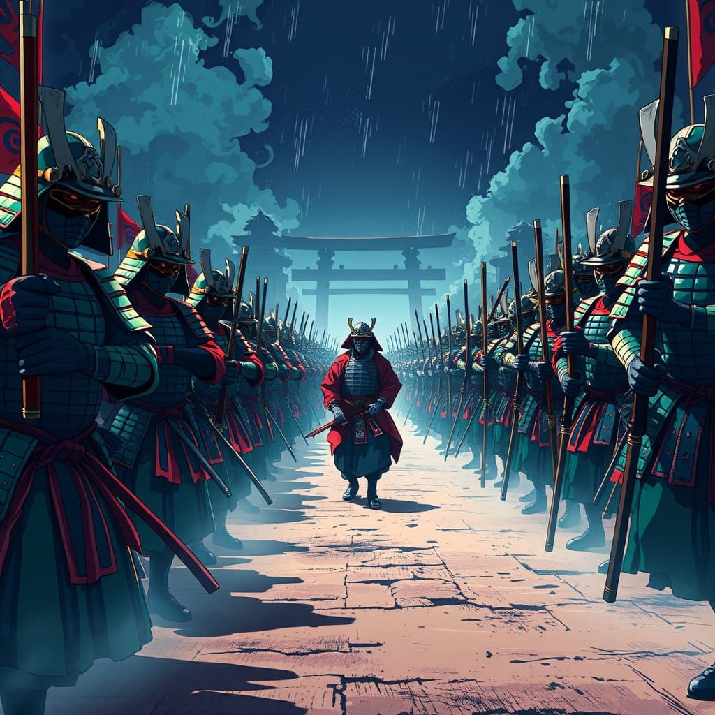 Samurai ready for battle - Samurai Regiments Marching in Vib...