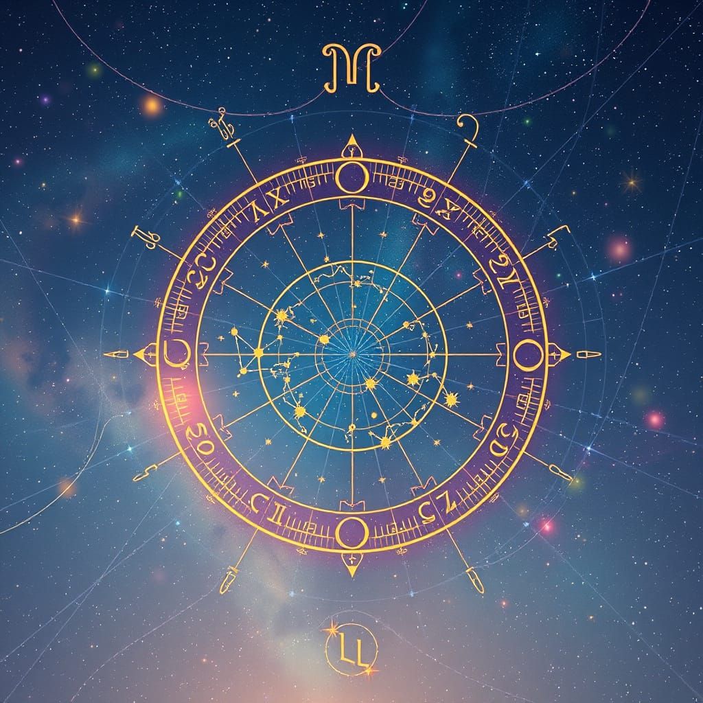 Celestial Zodiac Motifs in Vibrant Astral Colors - AI Art