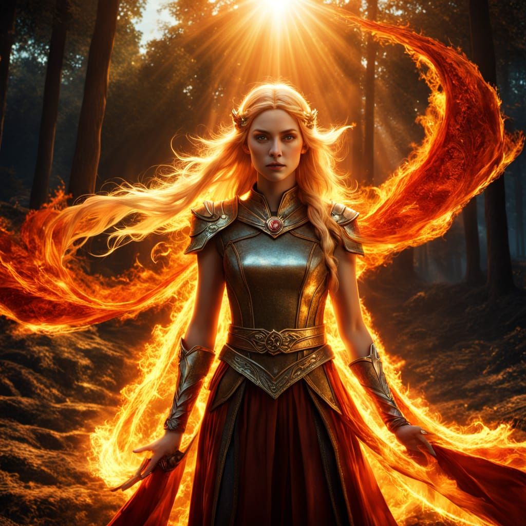 Elemental - Ethereal Elf in Blazing Inferno, Hyperrealism Ph...