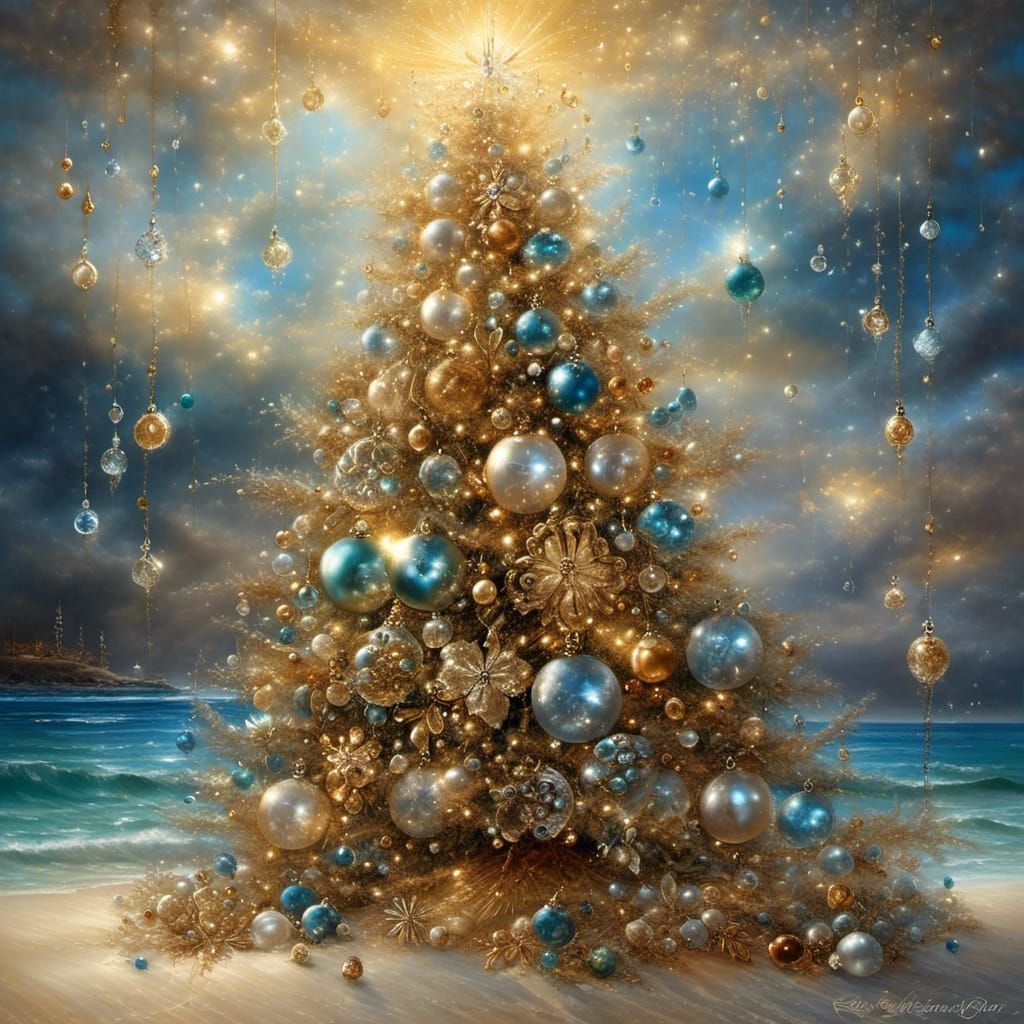 Christmas - Sparkling Fantastical Christmas Tree on a Glitte...