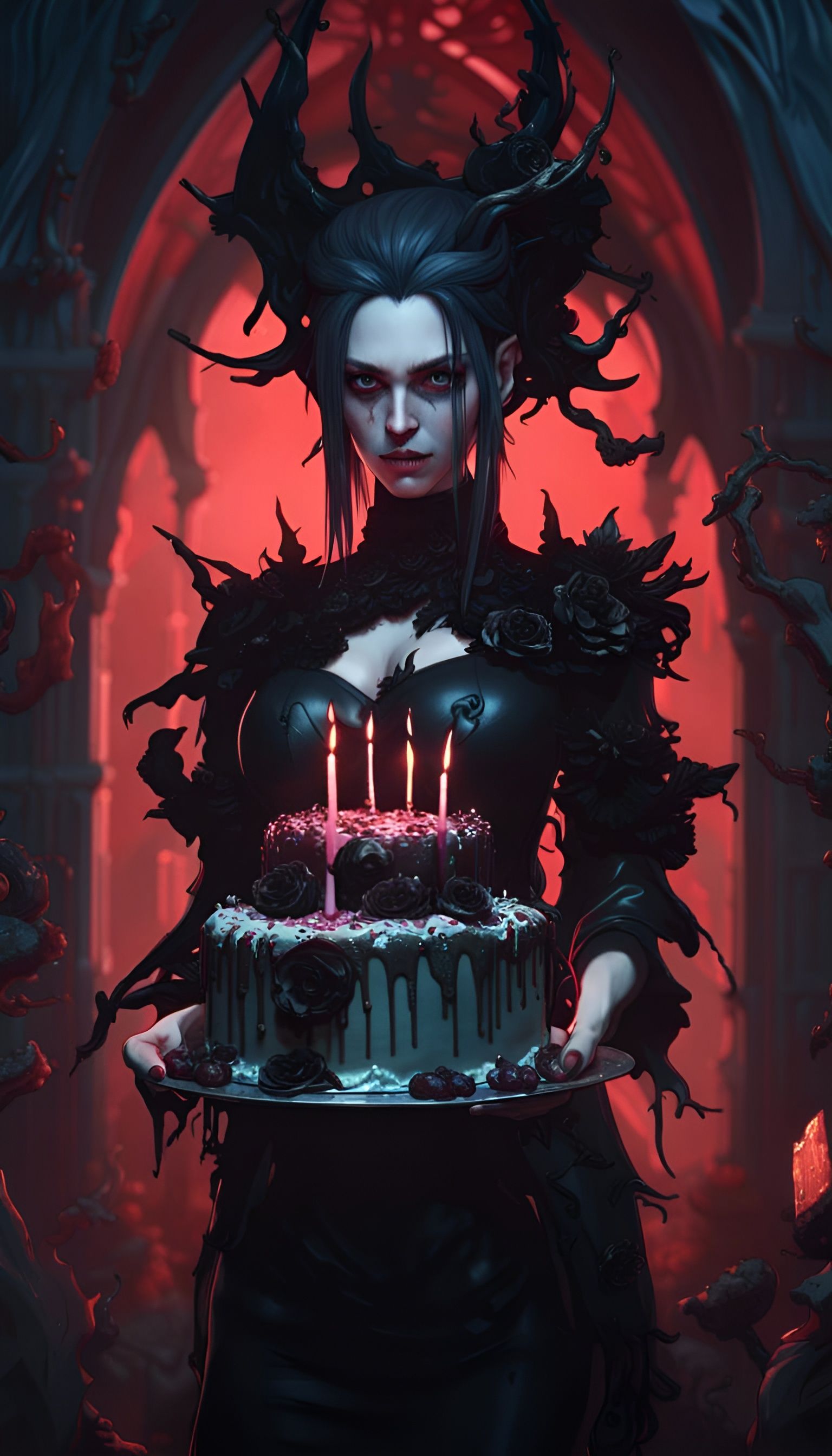 Lilith's Demonic Goth Cake - AI Generated Artwork - NightCafe Creator