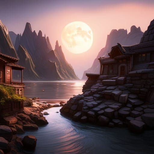 Im being followed by a moon shadow, moon shadow, moon shadow detailed matte painting, deep color ...