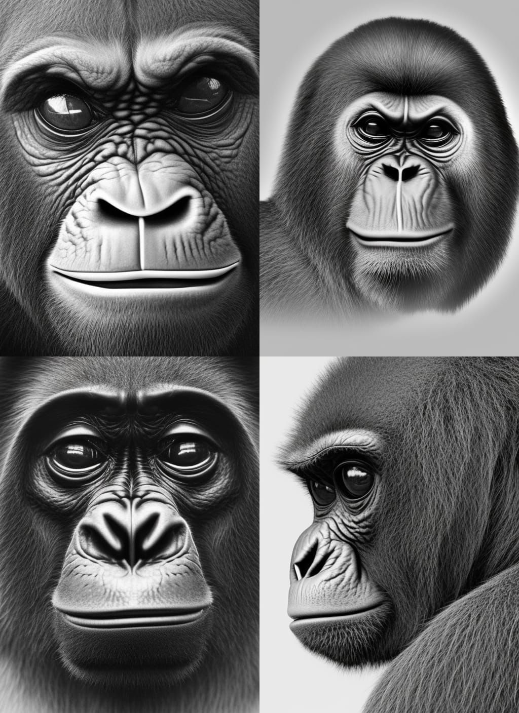 Pencil sketch Head and shoulders portrait angled profile of an ape that ...