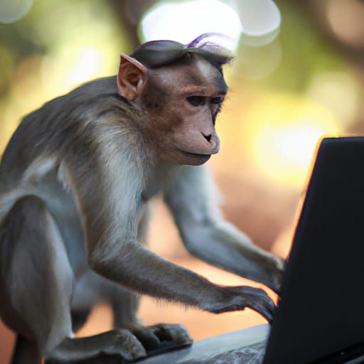 Monkey typing on computer. Realistic - AI Generated Artwork - NightCafe ...