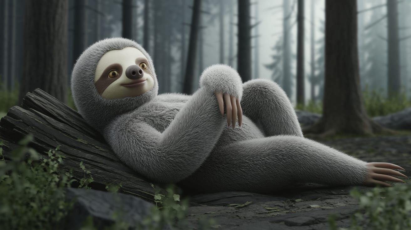 gothic lazy sloth forest bokeh - Gothic Sloth in Moody Fores...