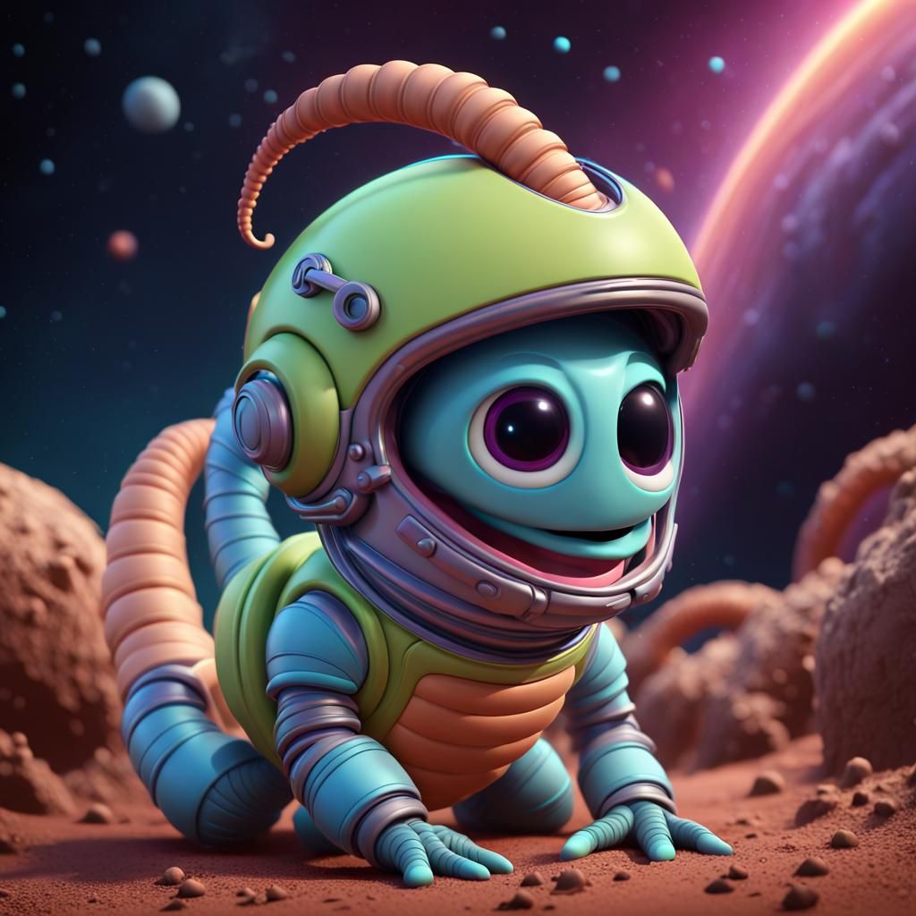 Cute Worm in space - AI Generated Artwork - NightCafe Creator