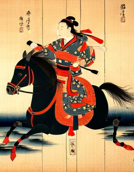 Edo period painting of a warrior on a horse - AI Generated Artwork ...