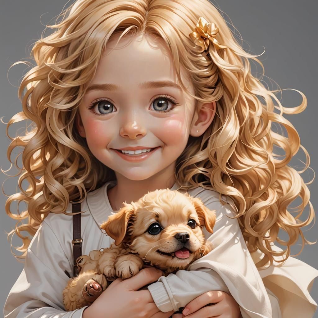 Girl & Puppy - AI Generated Artwork - NightCafe Creator