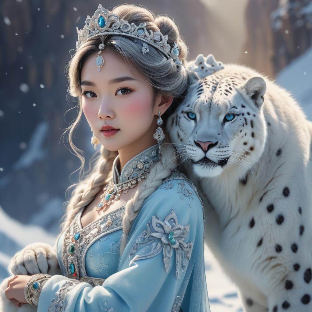 Princess & Snow Panther - AI Generated Artwork - NightCafe Creator