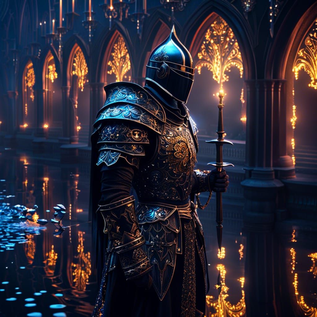 Gothic Knight Reflection - AI Generated Artwork - NightCafe Creator
