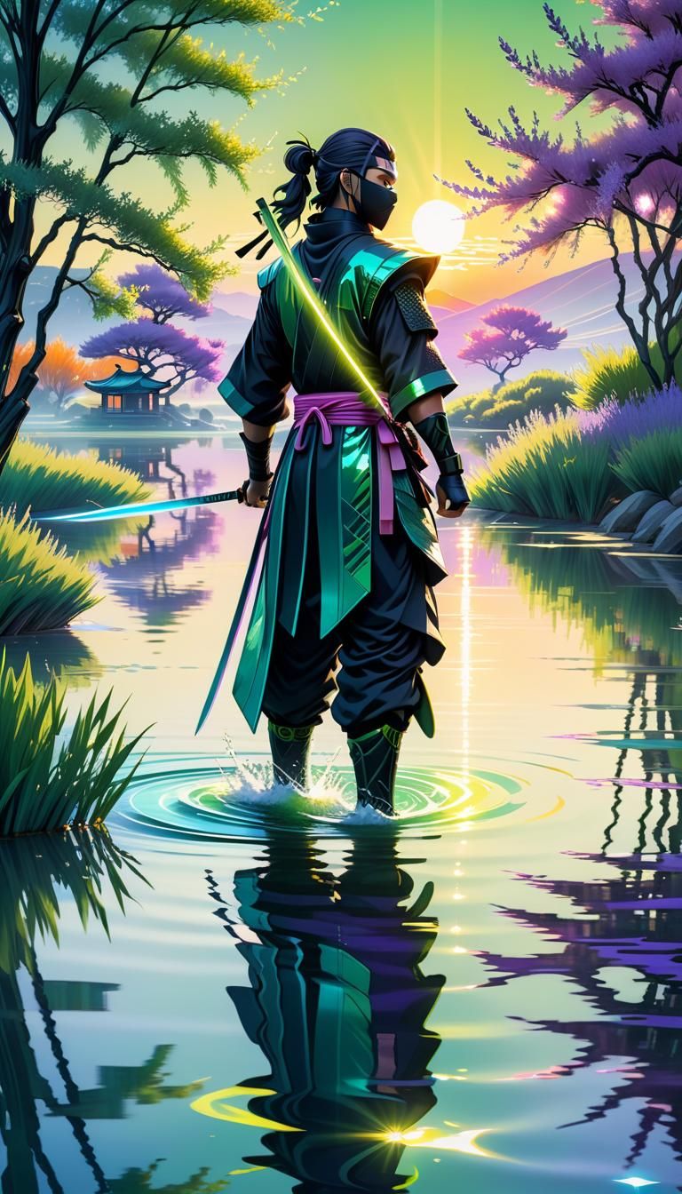 Ninja in water - AI Generated Artwork - NightCafe Creator