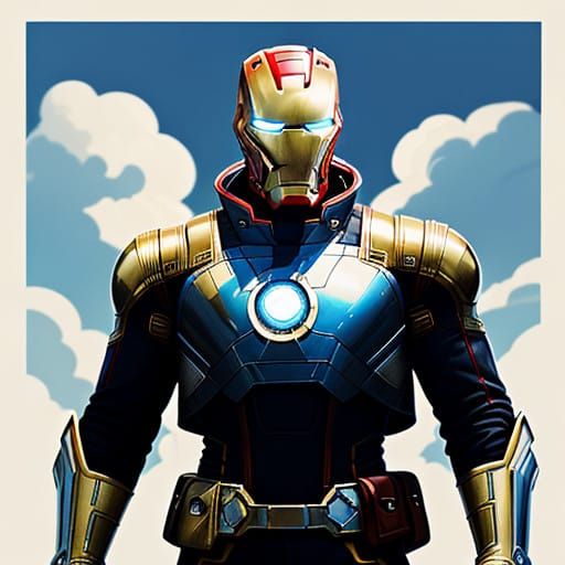 Heroic Figure in Retro-Futuristic Armor - AI Art