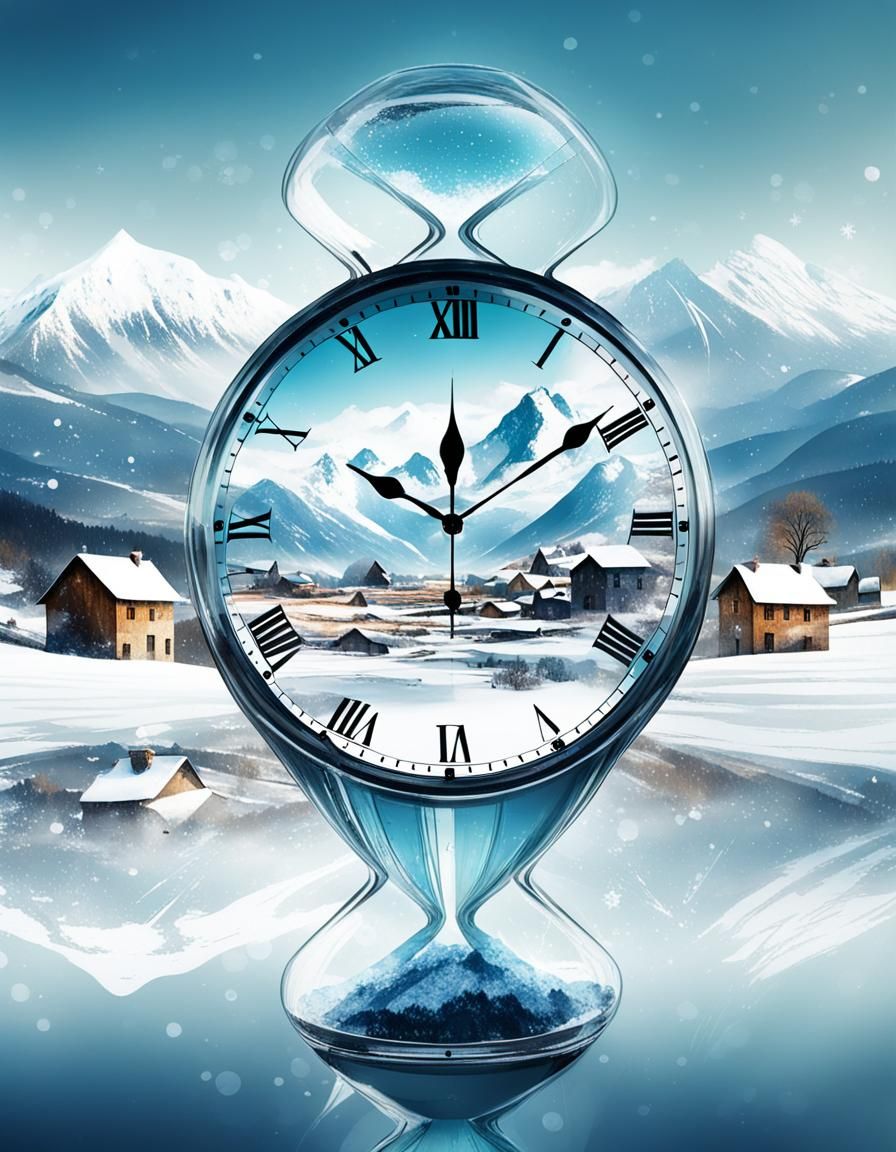 Temporal Fusion: A Double Exposure Journey from Hourglass to Clock - AI Generated Artwork ...