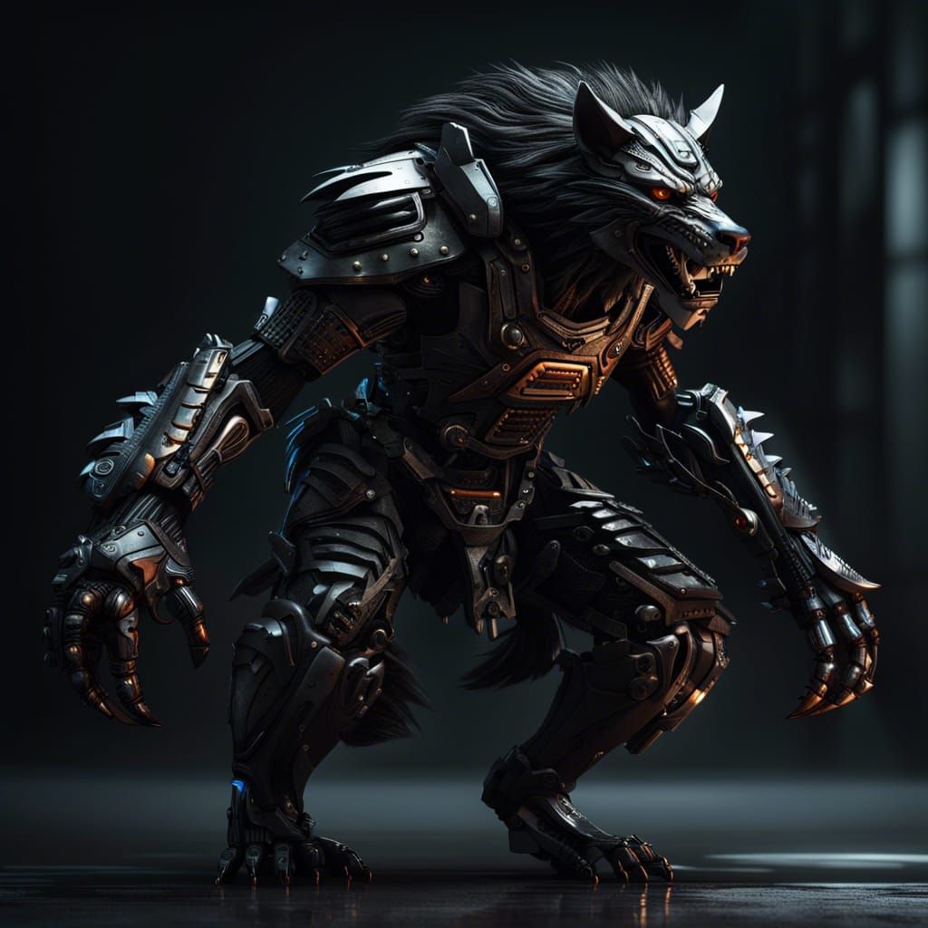 Robotic werewolf - AI Generated Artwork - NightCafe Creator