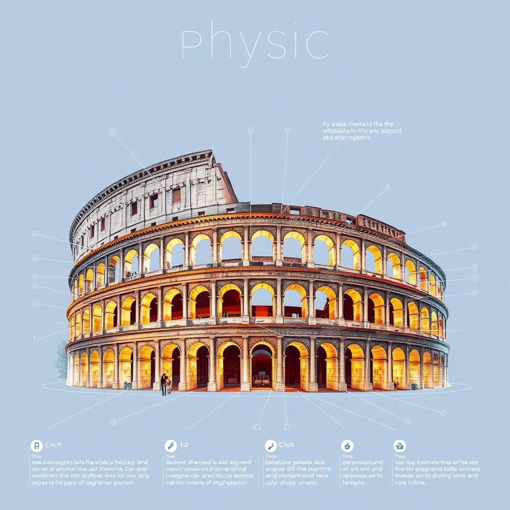 Physics of Arch Double Exposed on Roman Colosseum - AI Art