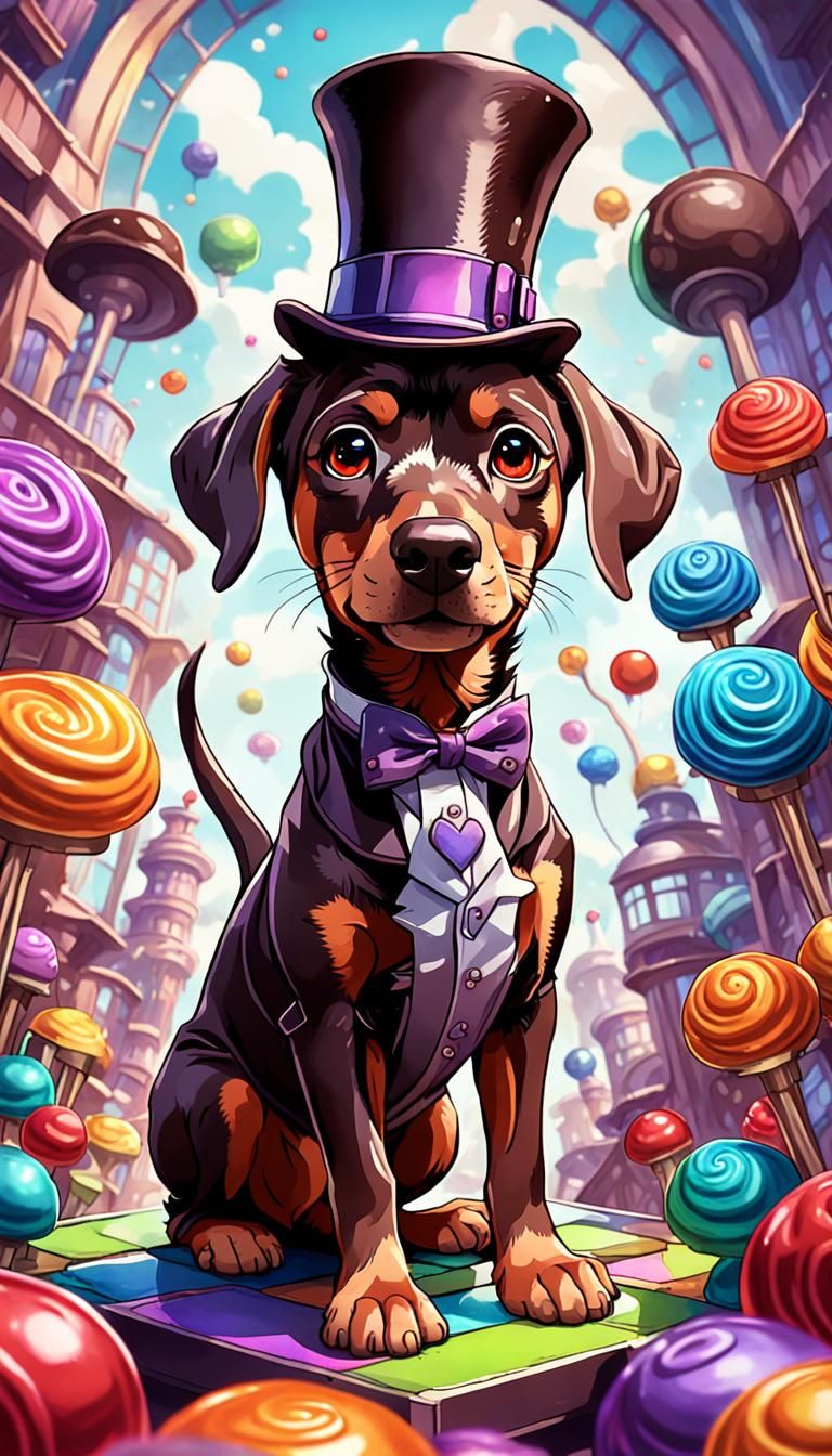 cute chibi doberman as Wonka - AI Generated Artwork - NightCafe Creator