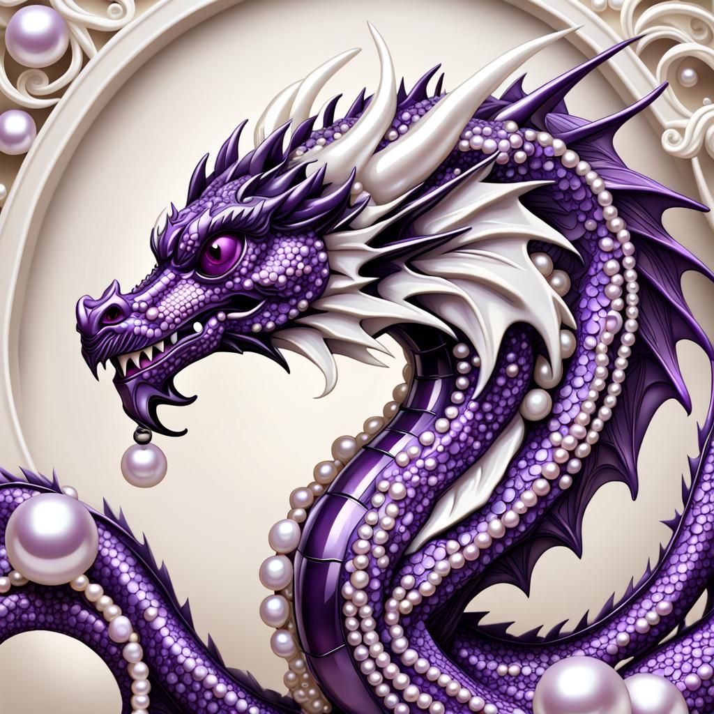 A purple dragon done in white pearls - AI Generated Artwork - NightCafe ...