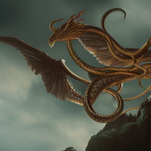 Epic snake with wings - AI Generated Artwork - NightCafe Creator