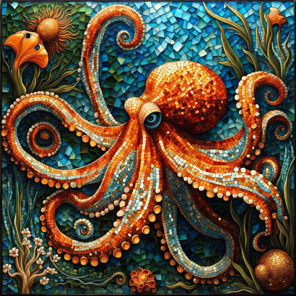 Mosaic Octopus variations - AI Generated Artwork - NightCafe Creator