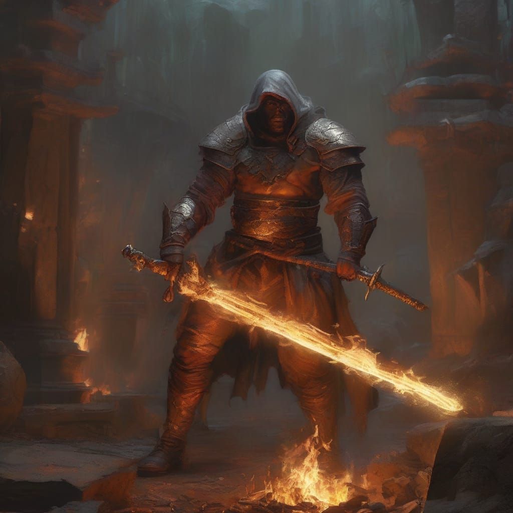 Epic Elemental Forge Scene in Fantasy Art Style - AI Art