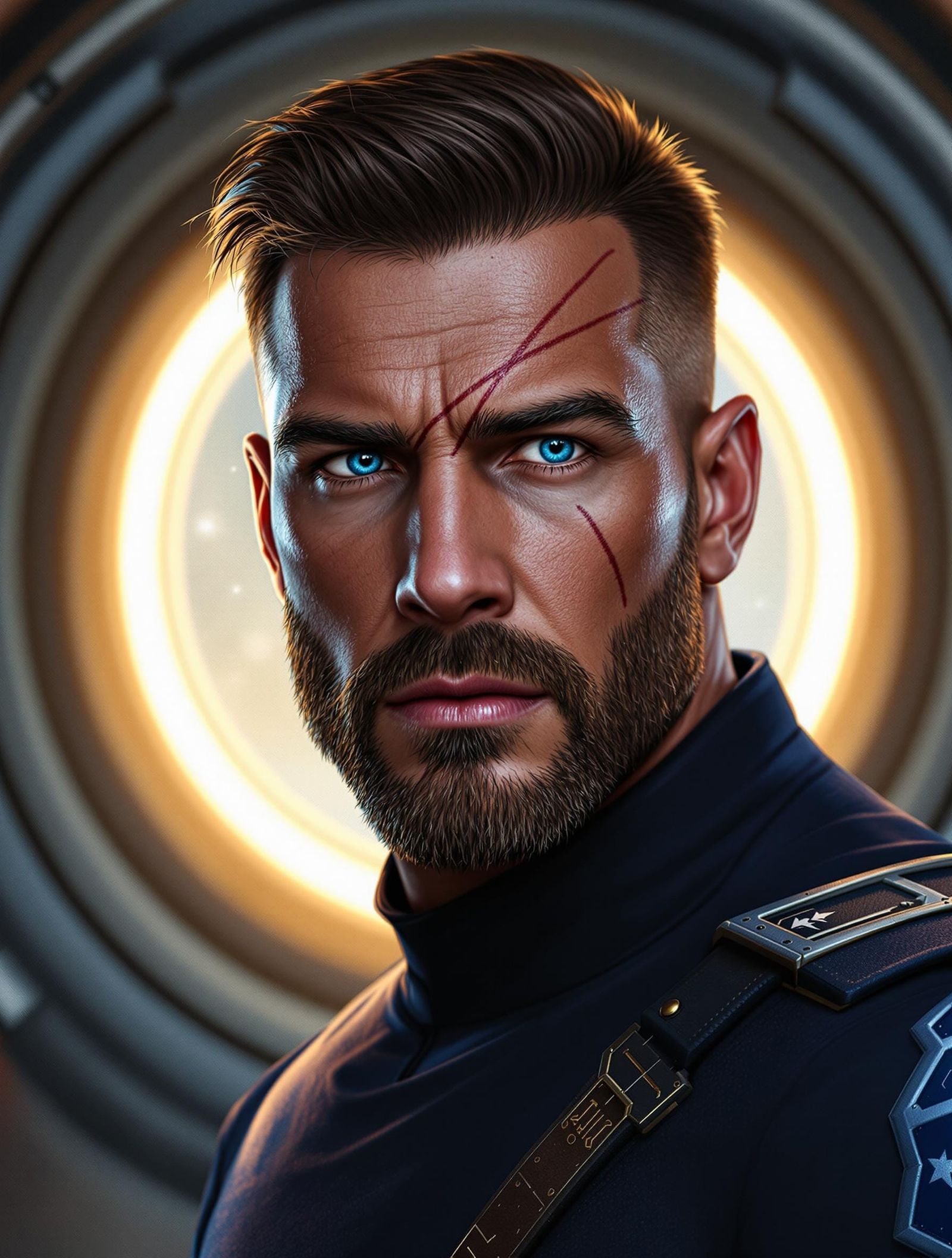 Captain Rex stands tall, his chiseled jawline catching the light from ...