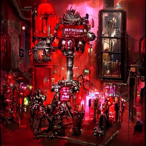 Adeptus Mechanicus red light district 8k resolution beautiful art - AI Generated Artwork ...
