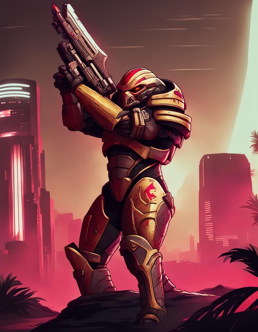 Mass Effect. Krogan mercenary in golden armour. - AI Generated Artwork ...